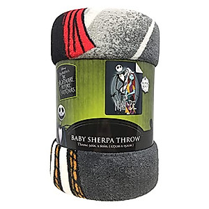 Jay Franco Disney Nightmare Before Christmas Moonlight Madness Sherpa Throw Blanket - Measures 50 x 60 inches, Kids Bedding Features Jack Skellington & Sally - Super Soft