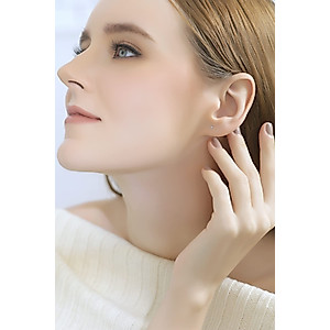 Real Gold Earrings 14K White Round Cubic Zirconia 2mm Tiny Studs Cartilage CZ Earring for Mens