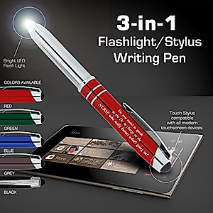 SyPen Nurse Gift Pen With Engraved Messaged - 3-In-1 Metal Ballpoint Pen, Tablet and Phone Stylus, And LED Flashlight - Red