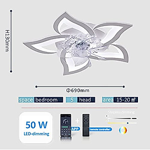 Bevenus Low Profile Ceiling Fan with Lights,110v Modern Dimmable Flower Shape Ceiling Light Fan with Remote Control/app Control,Timing 3 Gear Speeds Fan Ceiling Lamp.