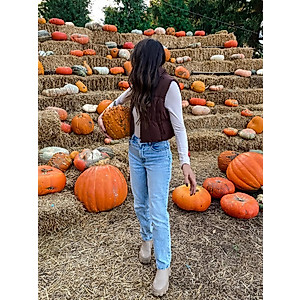 UANEO Womens Cropped Puffer Vest Zip Up Stand Collar Sleeveless Padded Cropped Vest (Brown-M)