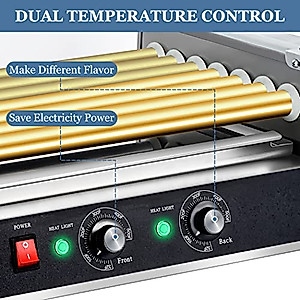 Hot Dog Roller Machine Electric Grill Cooker Machine with Glass Cover 18 Hot Dog Capacity 7 Roller Grill Machine for Commercial Grade Household 120V 900W (7 Roller Grill)