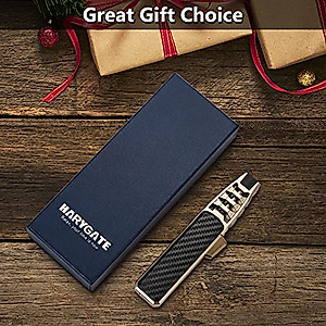 Butane Torch Lighter, Refillable Kitchen Cooking Torch Windproof Adjustable Flame Solar Beam Torch Blow Torch with Safety Lock for Baking Creme Brulee HGT-588 (Butane Gas Not Included) (Black)