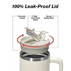 Coolflask 40oz Tumbler with Handle, Insulated Water Tumbler with Lid and Straw, Coffee Tumbler Travel Mug Stainless Steel for Cup Holder, Keep Cold for 24H/Hot for 12H, Apricot