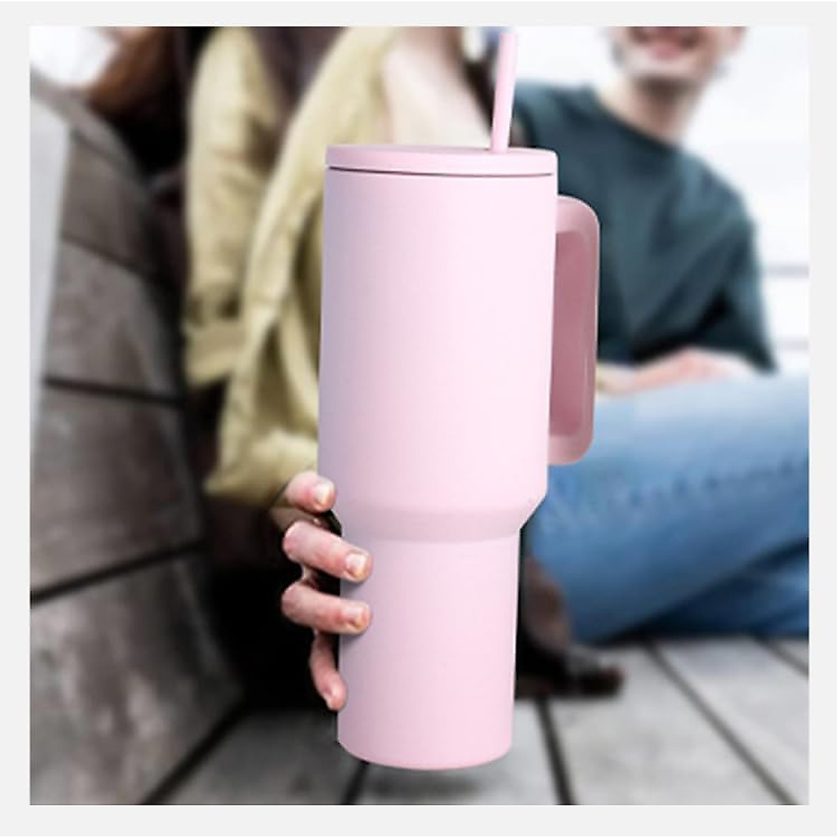 Sanilinwild 40 oz Tumbler with Handle Straw and Accessories, Drop & Abrasion Resistant, Vacuum Double-Layer Insulation, Ideal for Camping, Fitness, Outdoor Use