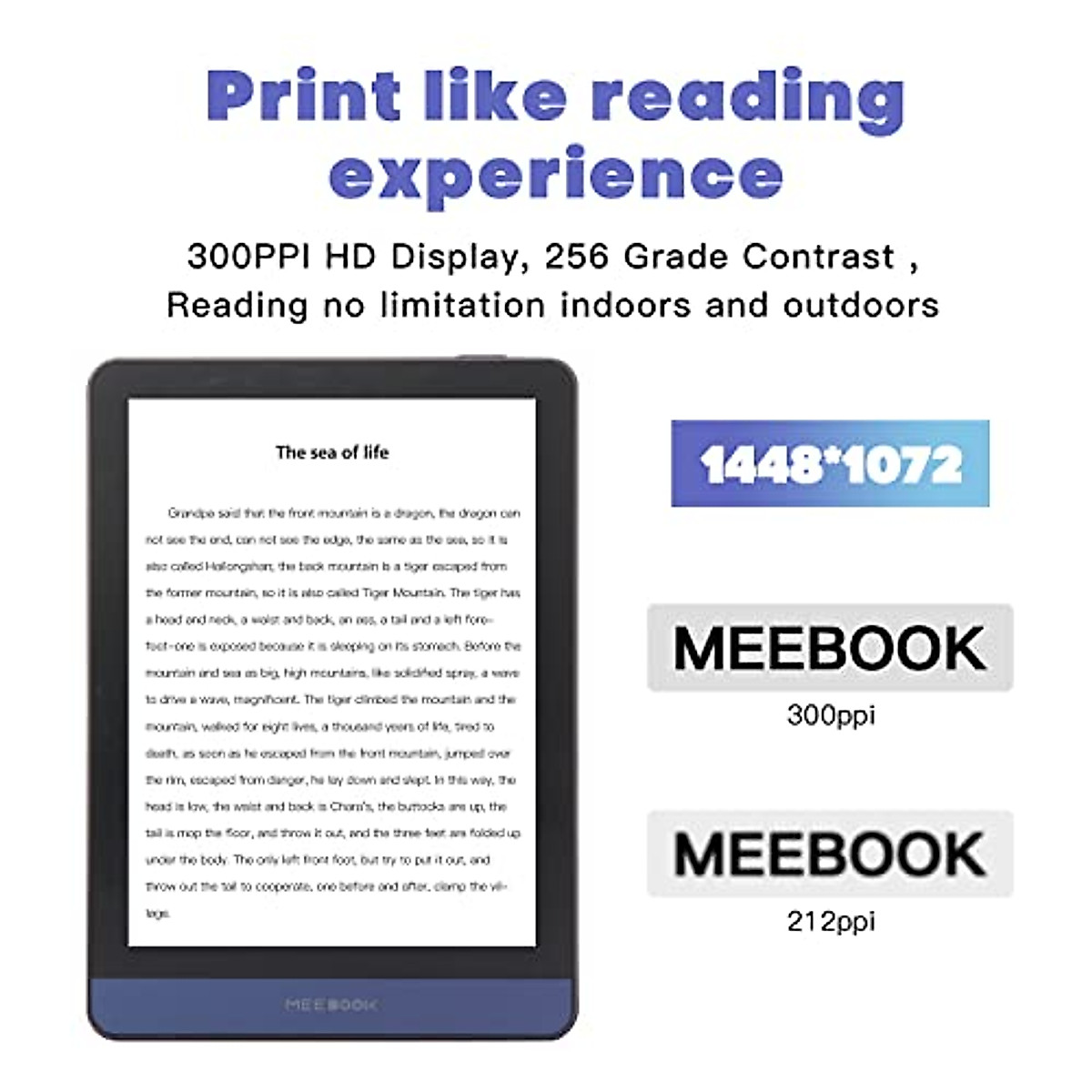 Meebook E-Reader M6 | 6' Eink Carta Screen 300PPI | Adjustable Smart Light | Android 11 | Ouad Core Processor | Audio Books|Support Google Play Store | 3GB+32GB Storage | Micro-SD Slot | Purple