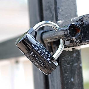 NBYT Combination Padlocks Portable Zinc Lock with Code and Letter/Word Combination Ideal for lockers, Gym, gate, Fence, Toolbox, case, hasp Storage and Outdoor use - 5-Letter Dial Lock.