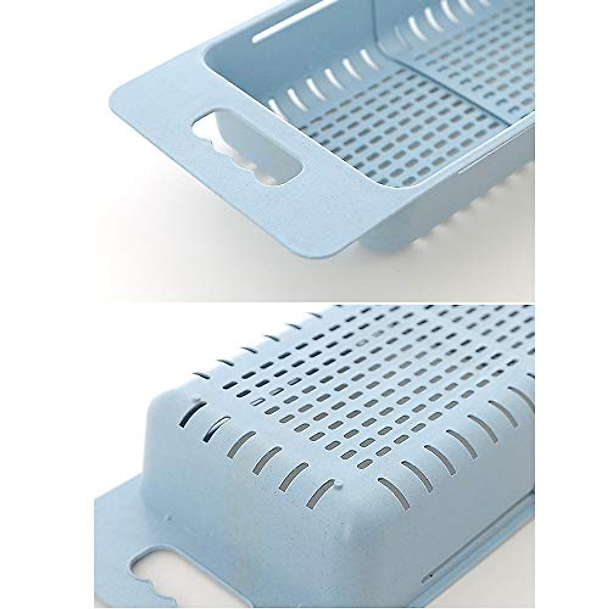 Jkhome Collapsible Over The Sink Colander Dish Fruit Vegetable Strainer Drainer Basket for Kitchen Set of 1 (Blue)