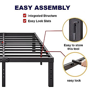 Bed Frame Full Size Storage 18 inch Tall,Platform Metal BedFrame for Kids Boys Girls, Heavy Duty Anti Squeak Steel Slats Support,No Box Spring Needed, Easy Assembly, Noise Free, Black