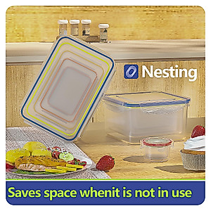 22 Pack Food Storage Containers with Lids, Reusable Plastic Meal Prep Containers, Microwave/Freezer/Dishwasher Safe Clear Airtight Containers