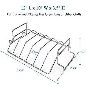 KAMaster Rib Rack and Roast Racks for Smoking and Grilling Fit Large and XLarge Big Green Egg,Stainless Steel Dual-Purpose Turkey Rack