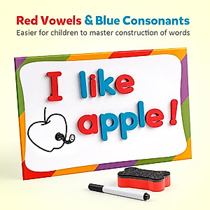 Coogam Magnetic Letters 251 Pcs with Magnetic Board and Storage Box - Uppercase Lowercase Foam Alphabet ABC Magnets for Fridge Refrigerator - Educational Toy Set for Classroom Kids Learning Spelling