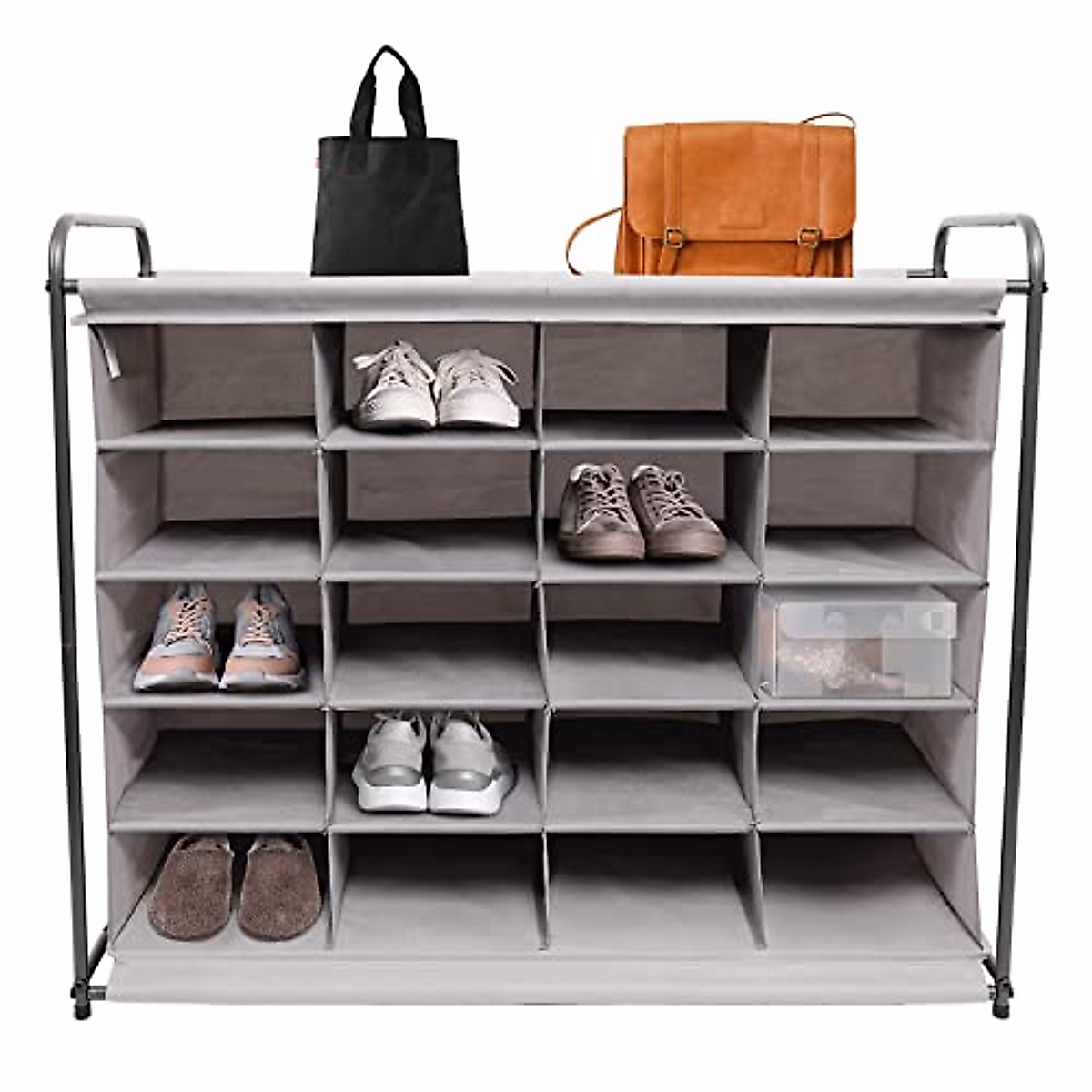 MULISOFT 20-Grid Shoe Rack Organizer Large Capacity, Shoe Cubby for Better Shoe Care, Space-saving Cubby Shoe Rack, Shoe Organizer Cubby Easy to Move for Entryway, Closet, Dormitories, Garage, Grey