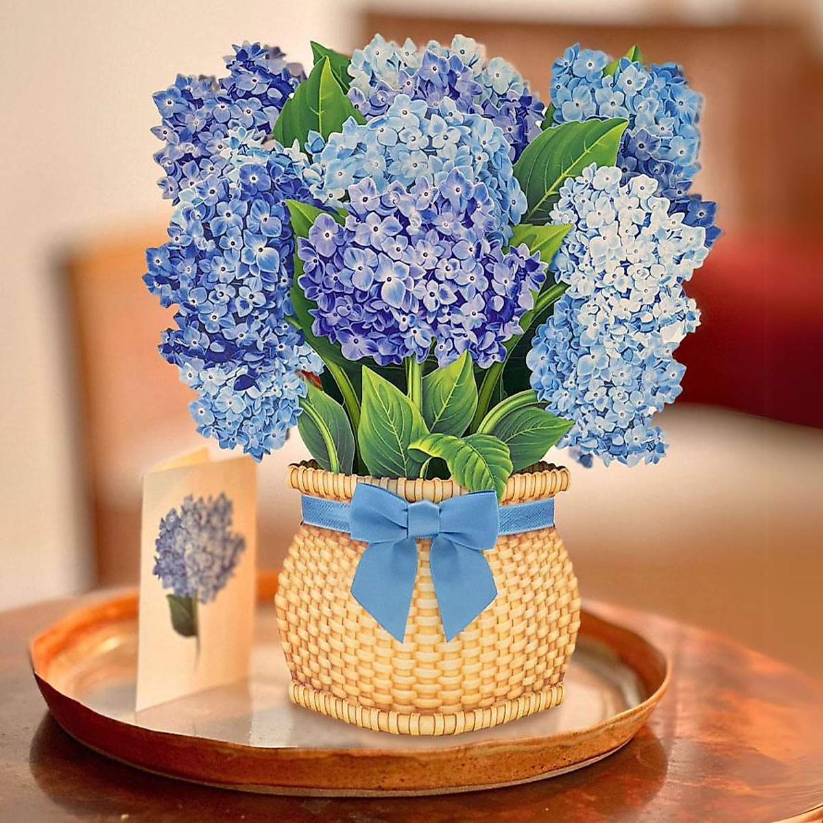 Freshcut Paper Pop Up Cards, Nantucket Hydrangeas, 12 inch Life Sized Forever Flower Bouquet 3D Popup Greeting Cards with Blank Note Card and Envelope