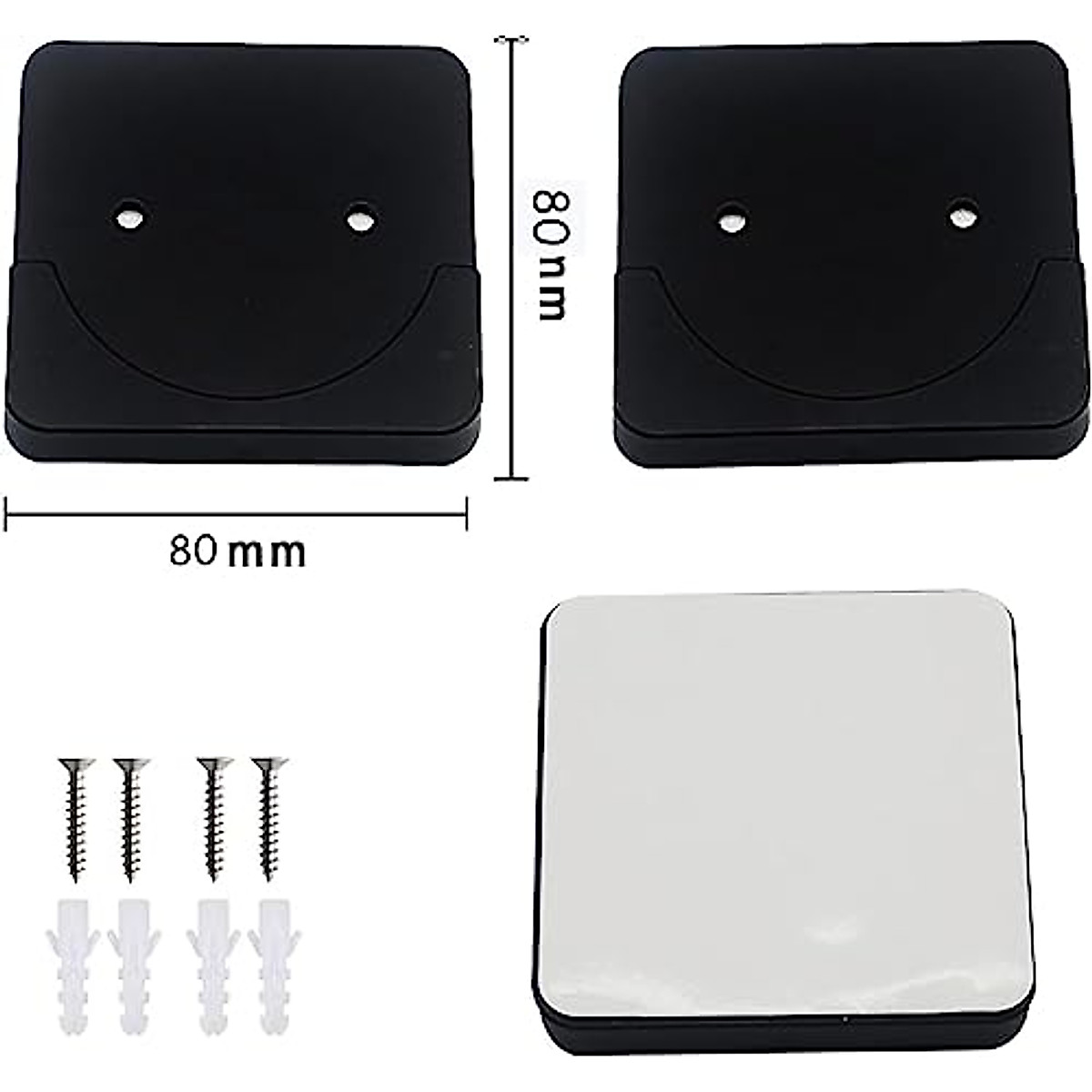 4pcs Adhesive Shower Curtain Rod Holder Adhesive Wall Mounted Shower Curtain Rail Holder Black Shower Curtain Rod Holder with Screws Shower Rod Retainer for Bathroom Bedroom (Curtain Rod Not Included)