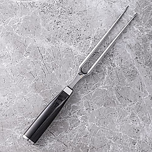 Shun Cutlery Classic 6.5-Inch Stainless Steel Two-Pronged Fork Handcrafted Essential Kitchen Tool Holds Place While Slicing or Carving and Assists in Serving Food, DM0709, 6.5 Inch, Black