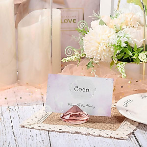 AiFanS Diamond Place Card Holders, Rose Gold Table Number Holders (12Pcs) - Elegant Acrylic Crystal-Like Design for Weddings and Events