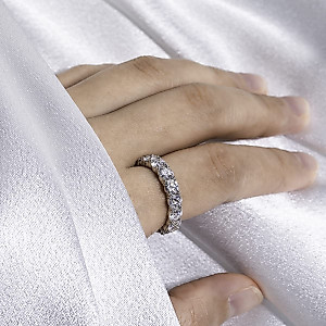 CADYNO Moissanite Eternity Ring, 5cttw D Color Lab Grown Created Diamond 14k Solid Real White Gold Eternity Wedding Band Ring for Women 8