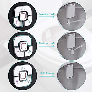 SAMODRA Bidet Attachment, Non-Electric Cold Water Bidet Toilet Seat Attachment with Pressure Controls, Retractable Self-Cleaning Dual Nozzles for Frontal & Rear Wash - Black