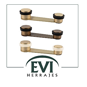 Rotating Retainer Door Stop | Adhesive Fixing or with Screw + Plug | For Door Up to 50 mm Thickness | Black Rubber | Antique Leather Finish | EVI Hardware