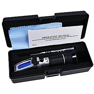 0-10% Brix Refractometer for Testing Sugar Content Maple sap Syrup, Low-Concentrated Sugar Solutions, Tea, Portable Hand Held Sugar Content Measurement with ATC Function and LED Light, pipettes