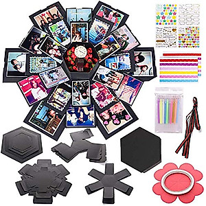 Koogel Explosion Box Set, 17.5 x 16 inch Album Gift Box DIY Creative Popup Surprise Box for Marriage Proposals Boyfriend Birthday Anniversary Valentine's Day, Wedding