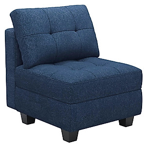 Belffin Middle Module Seat for Modular Sofa Sectional Couch with Storage Accent Armless Sofa Chair Modern Fabric Blue