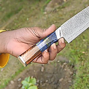 OceansBay 7" Super Sharp Professional Chef Knife with Laser Damascus Pattern in Gift Box, Premium Stainless Steel Kitchen Knife use for Meat, Sushi and Vegetable Chef Knives with Ergonomic Handle