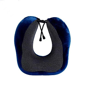 Makimoo Memory Foam Travel Pillow, Neck Pillow with 360-Degree Head Support, Comfortable and Lightweight, Ideal for Sleeping on Airplane, Car, Train, Bus and Home Use, Comes with Storage Bag (Blue)