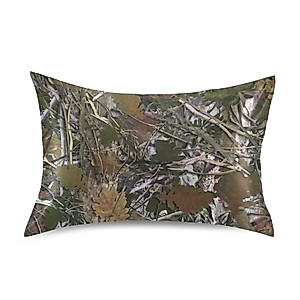 Dalzium Camo Satin Pillowcase for Hair and Skin, Real Tree Camouflage Pattern Silk Pillow Case with Envelope Closure, Standard Size 20x26 inches, 1 PC