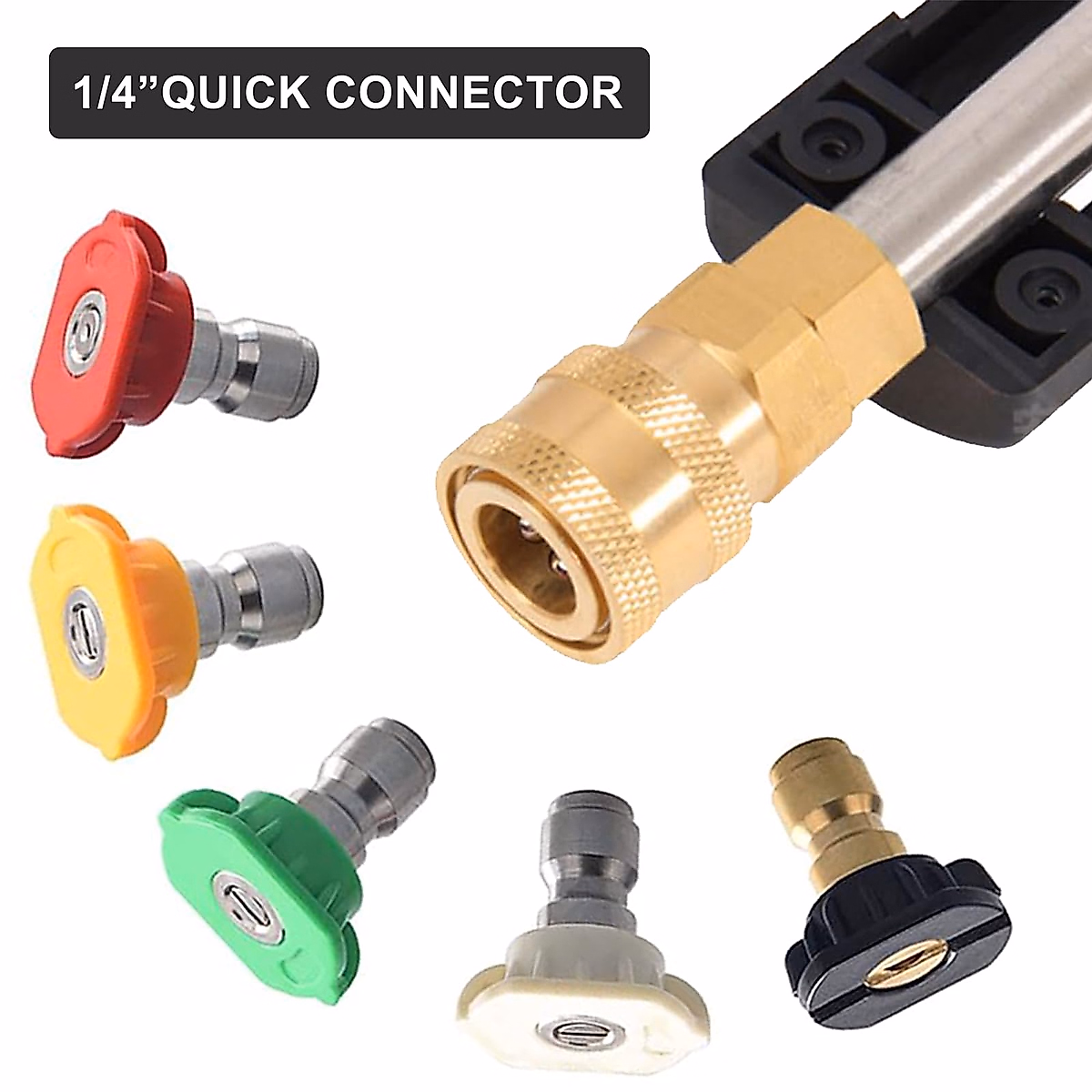 JWGJW Short Pressure Washer Gun with 5 Nozzle Tips,High Pressure Water Gun with M22-14 Male Plug and 1/4¡± Quick Connector - Foam Gun Kit Compatible with Foam Cannon.(JW-122)