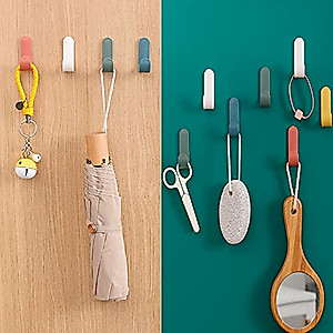 Adhesive Hooks, 6 Pack Plastic Adhesive Wall Hooks, Hat Hook,Scarf Hook,Clothes Rack, Kitchenware Hook, Key Holder J-Shaped Organizer Plastic Hook(6 Colors)