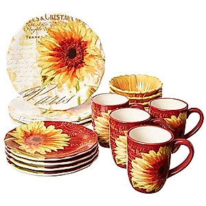 Certified International Paris Sunflower Ceramic Dinnerwae, Mulitcolored