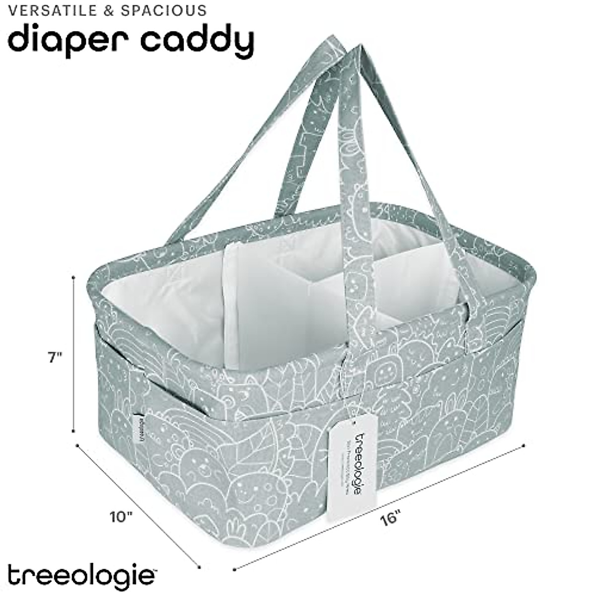 Baby Diaper Caddy Organizer Basket for Nursery Changing Table - Car Storage Bin Tote Bag for Nappy, Diapers, and Wipes - Newborn Registry Shower Gift for Girl and Boy Must Haves - Travel Bin (Gray)