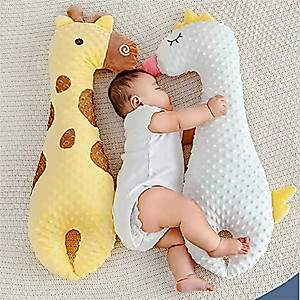 Newborn Baby Sleep Pillow Infant Cartoon Multifunctional Soothing Toddler Curve Exhaust Stuffed Anti Roll Side Sleeping with Fixing Belt, Photo Prop Shower Gift