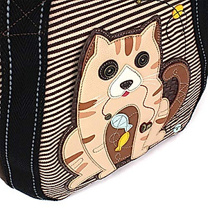 Chala Handbags Cat with Fish Gen II Carryall Zip Tote Cat Lover