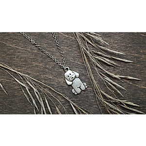 Goldendoodle Labradoodle Charm Necklace, Golden Lover Gift, Silver Metal Dog Pendant on a Chain, Ladies I Love Poodle Mix