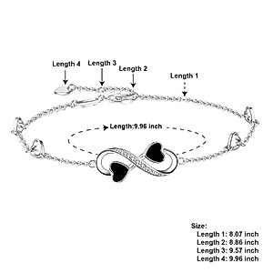 PUPILLEMON Infinity Ankle Bracelet for Women, 925 Sterling Silver Charm Adjustable Anklet, Large Bracelet Fine Jewelry