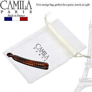 Camila Paris NV133 French Hair Banana Clincher Clip, Classic Girls Updo Flexible Ponytail Holder, Non Slip Interlocking Banana Comb, Fashion Durable Styling Hair Accessories for Women, Made in France