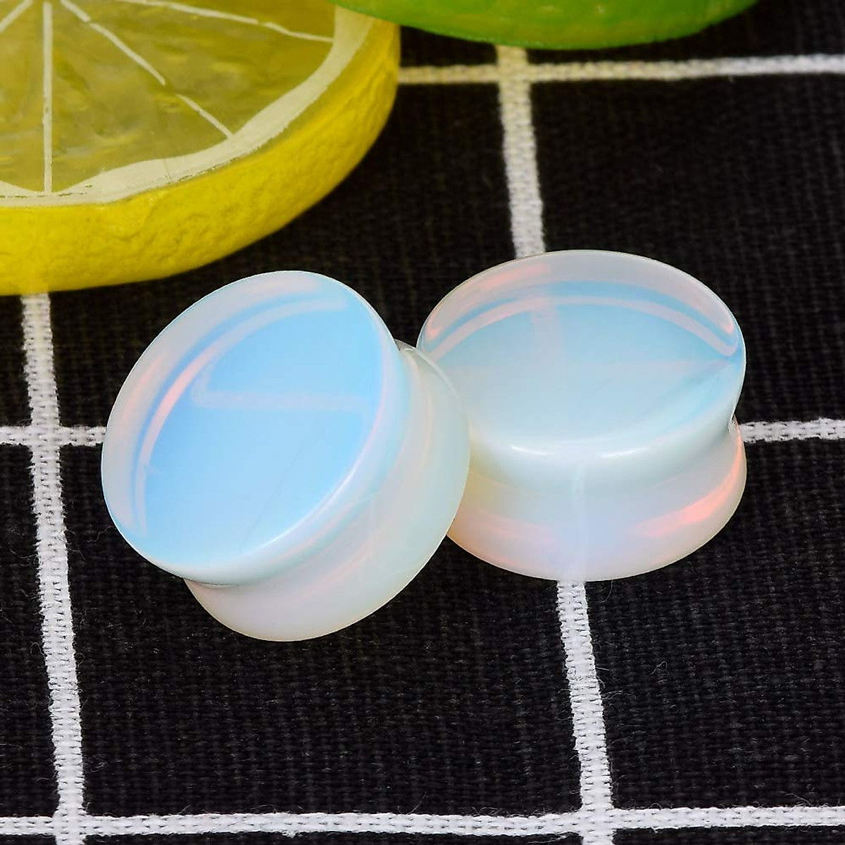 Stuppendux Opal Protein Stone Flared Flexied Ear Tunnels Expander Plugs Stretcher Kit Gauge 7/8" 22MM