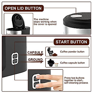 2-Way Single Serve Coffee Maker Brewer for Capsule and Ground Coffee, Mini Coffee Machine with Self-Cleaning Function and 8-14 oz Brew Size