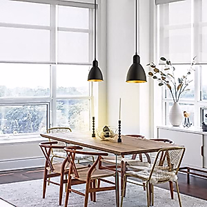 EGLO Priddy 1-Light Mini Pendant Hanging Lighting Fixture with Steel Shade for Kitchen Island, Hallway, and Dining Room, 60W, 82 in, Black and Gold