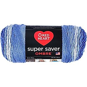 RED HEART E305.3963 Super Saver Ombre Yarn, Green Tea