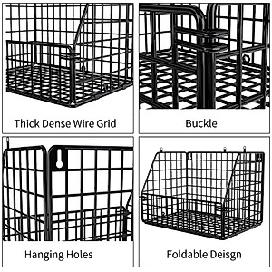 PUPPYCUTE Stackable Wire Storage Baskets for Kitchen Closet Pantry, Hanging Closet Organizers Storage Shelves Organization, Wall Mount Metal Basket Bins, Clothing Vegetable & Fruit Organizer 3 pcs