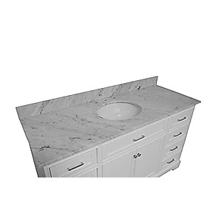 Kitchen Bath Collection Aria 60-inch Single Bathroom Vanity (White/Carrara): Includes White Cabinet with Authentic Italian Carrara Marble Countertop and White Ceramic Sink