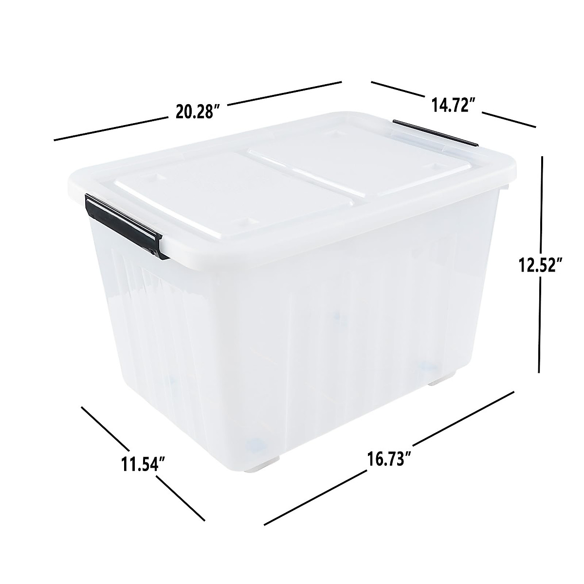 Julyeen 42 L Clear Latching Storage Bin with Lid, 4 Packs Large Plastic Storage Boxes on Wheels