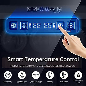 KingChii 15 Inch 26 Bottle Dual Zone Wine Cooler Refrigerator Professional Compressor, Stainless Steel & Tempered Glass For Red Wine, Champagne - Built-in or Freestanding for Home, Kitchen, or Office