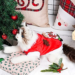 Pet Christmas Costume Santa Claus Dog Cat Cosplay Dress Outfits Warm Clothes Jumpsuit for Winter Xmas Puppy Dress Up Outfit Photo Props Accessories (Large)