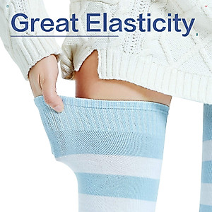 Kayhoma Extra Long Cotton Stripe Thigh High Socks Over the Knee High Socks, 2 Pairs…