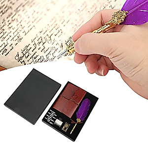 Retro Carving Feather Pen Set, Calligraphy Fountain Pens with Book 8 Replacement Nibs and Pen Stand Holder Quill Pen Vintage Signature Pen Gift Set